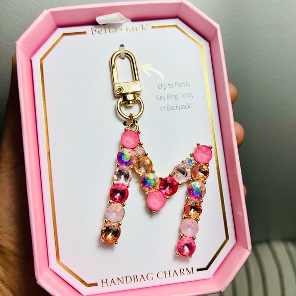 Bella Jack | Accessories | Handbag Charm Keychain Letter Pink Diamond ...